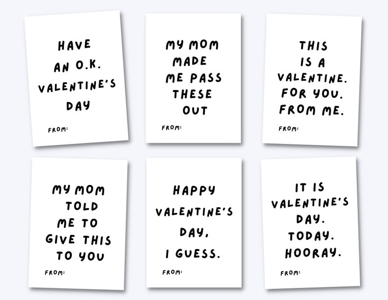 Funny Valentine Cards for Kids Printable Classroom - Etsy