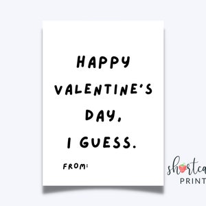 Funny Valentine Cards for Kids, Printable Classroom Valentines, Digital ...