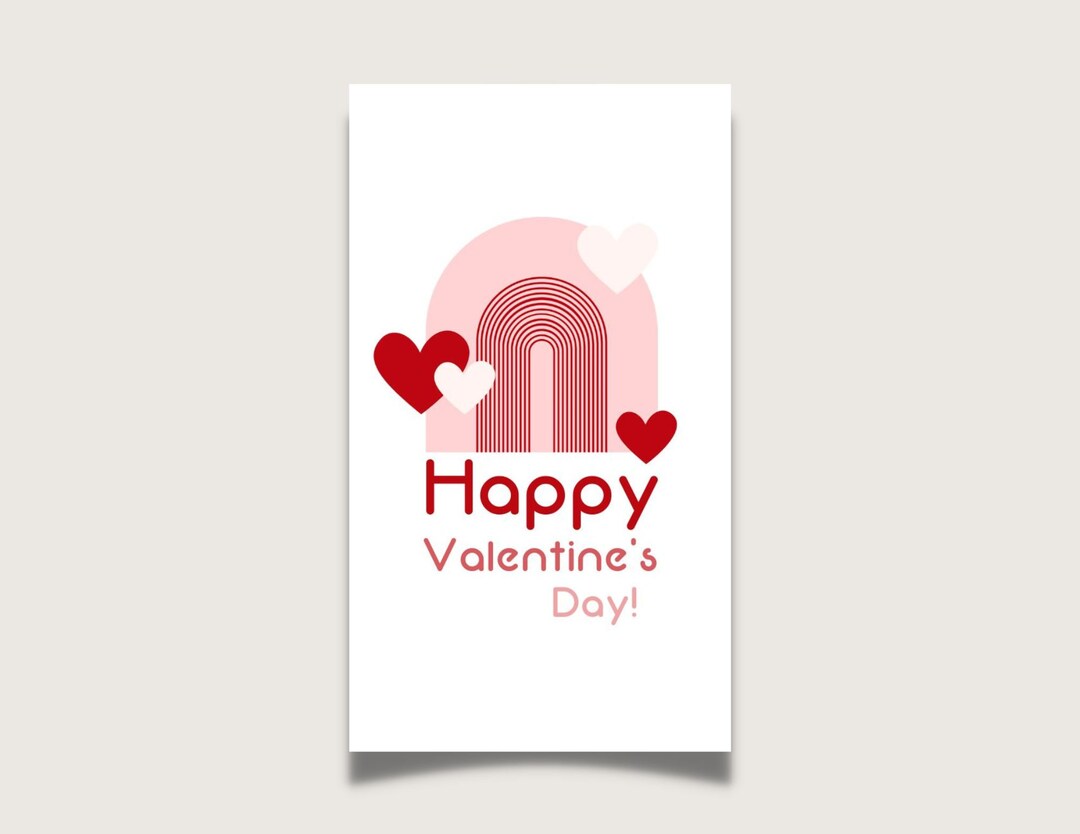 Retro Rainbow Happy Valentine's Day Gift Tag, Printable Treat Tag ...