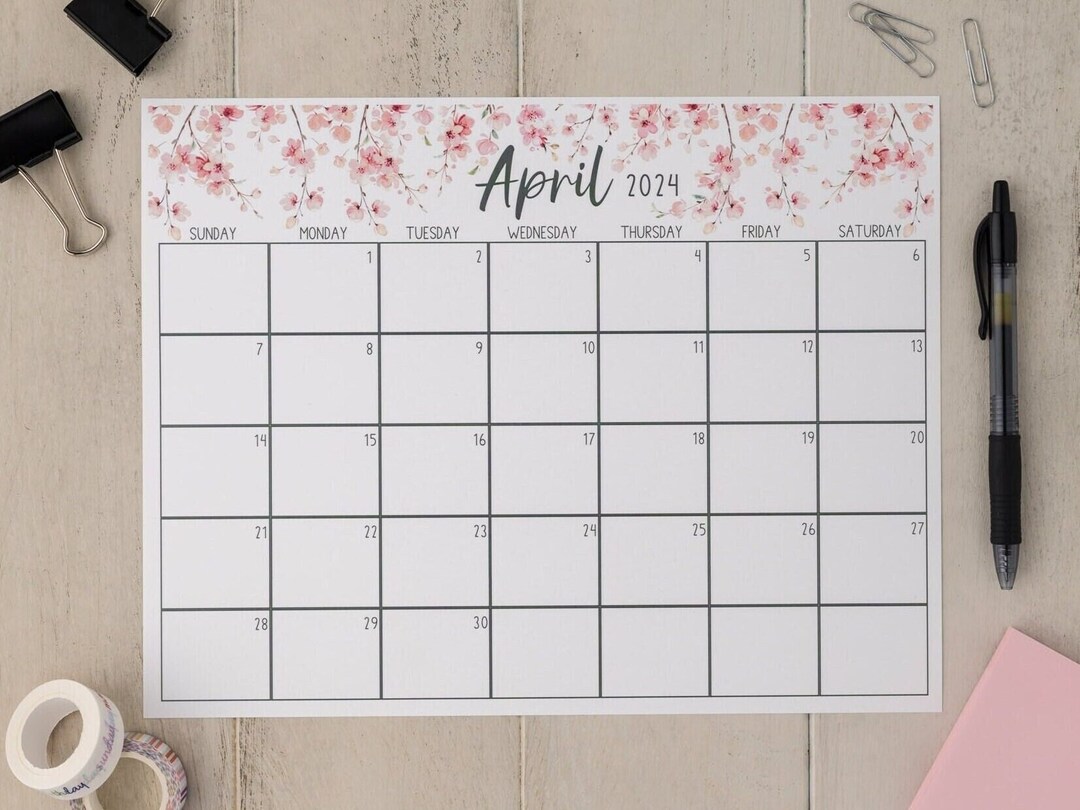 Printable April 2024 Calendar - Etsy Australia
