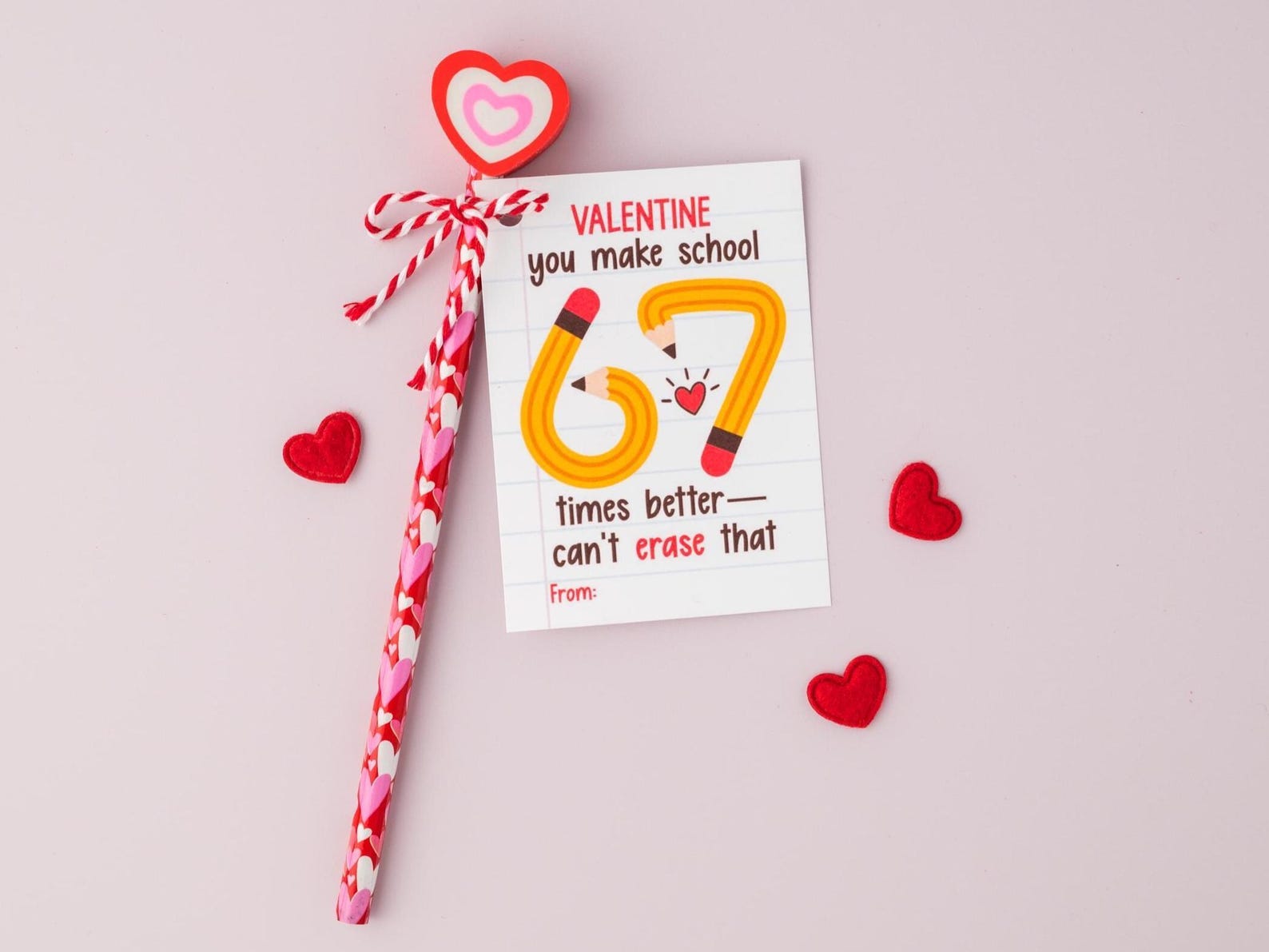 Pencil Valentine Printable, 6 7 Slang Classroom Valentine Exchange ...