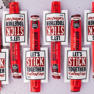 Let’s Stick Together Valentine With Meat Stick Holder, Snack Stick ...