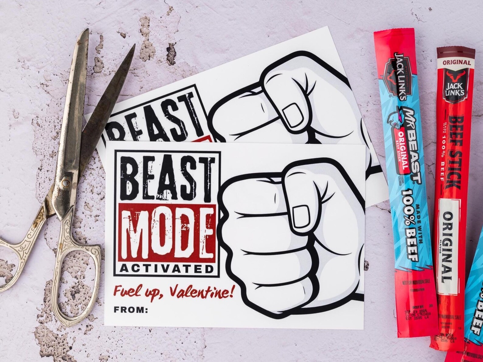 Beast Mode Valentine With Meat Stick Holder, Tween Boy Valentine ...