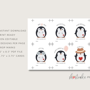 Penguin Valentines for Kids, Classroom Valentines, Cute Penguins ...