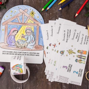 Gifts for Baby Jesus Coloring Countdown Chain, Printable Advent ...