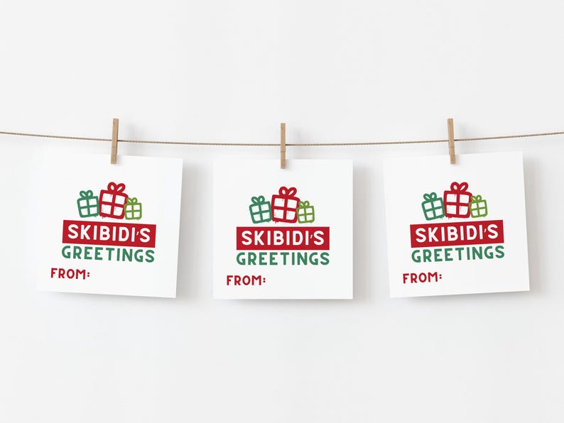 Skibidi's Greetings Gift Tag for Kids, Printable Treat Tags, Classroom ...