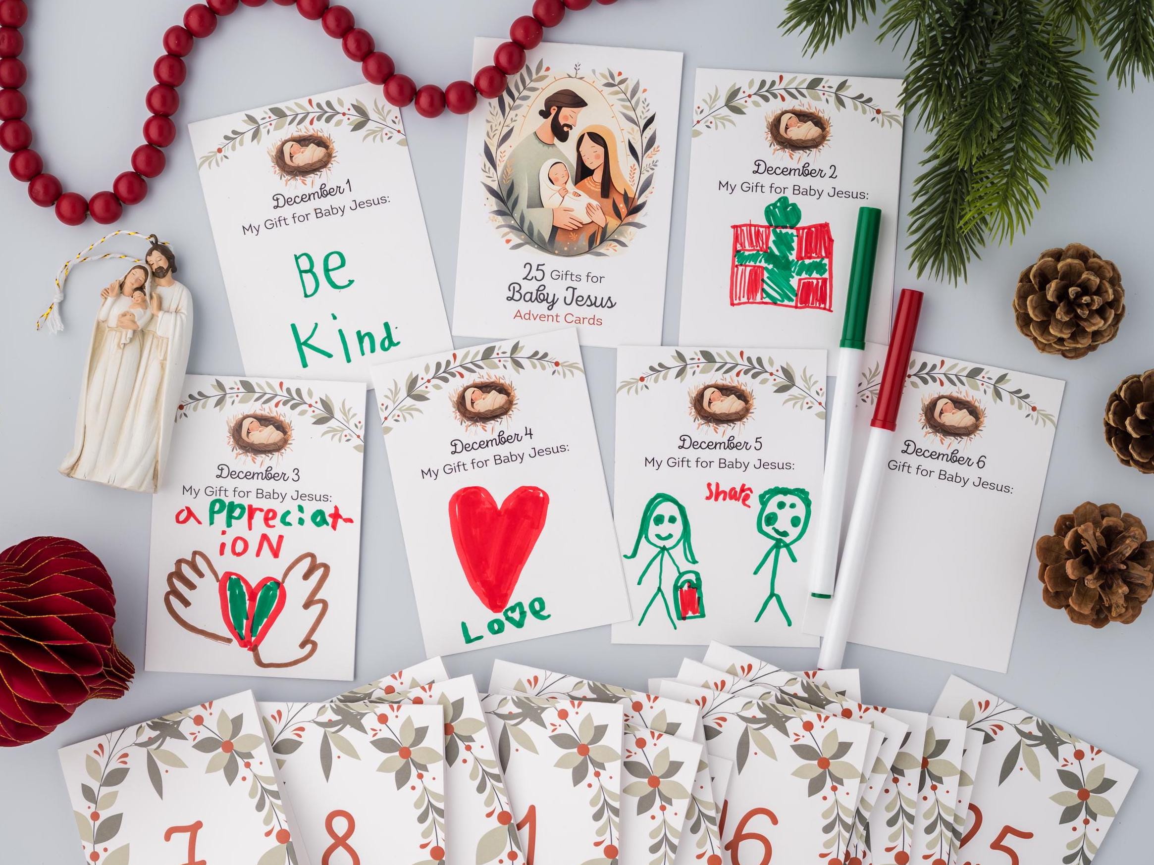 25 Gifts for Baby Jesus Advent Cards, Printable Christmas Advent ...