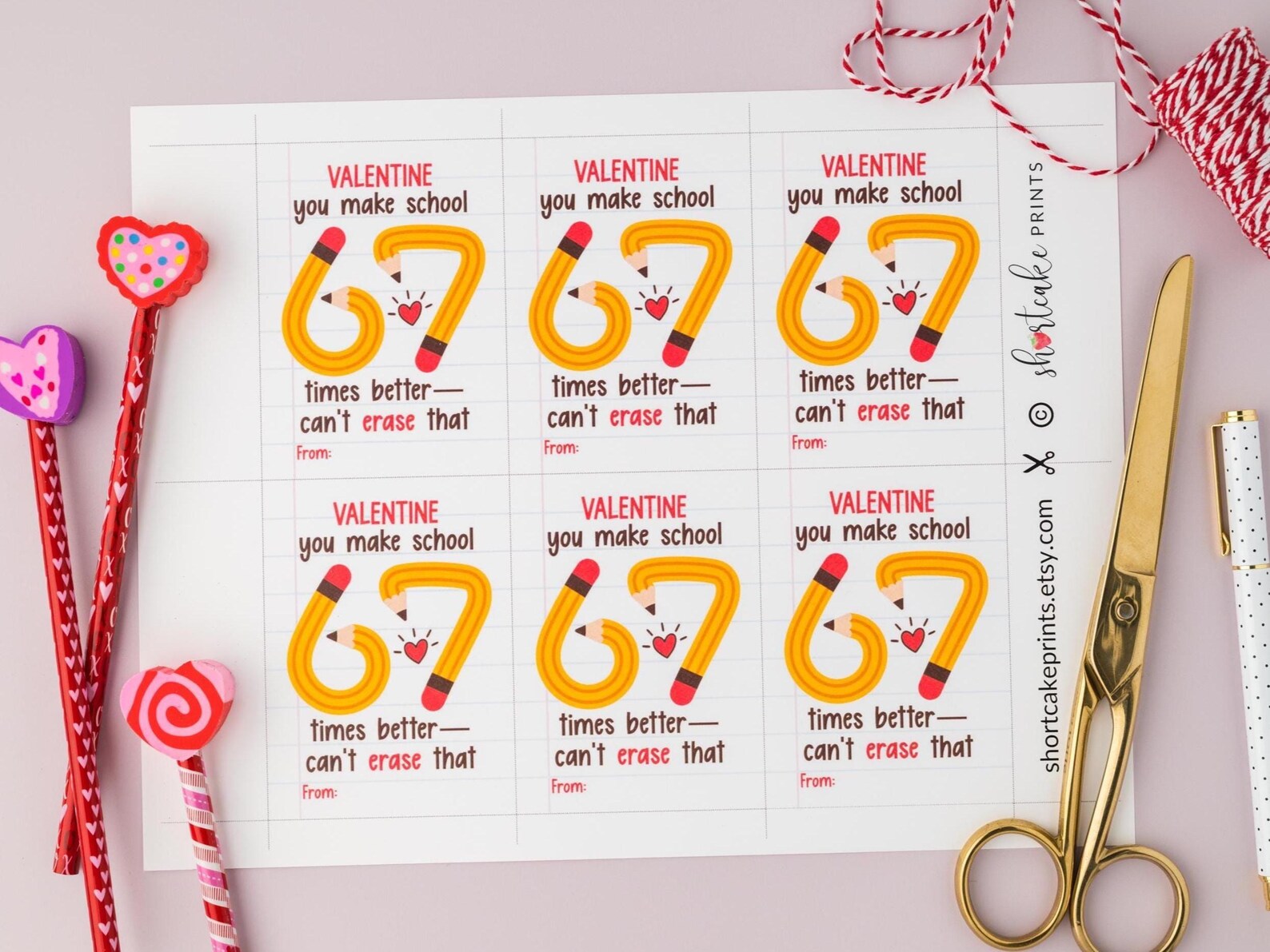 Pencil Valentine Printable, 6 7 Slang Classroom Valentine Exchange ...