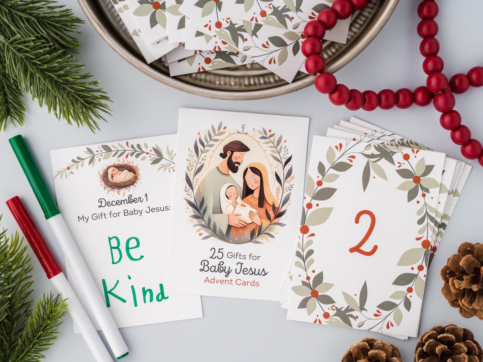 25 Gifts for Baby Jesus Advent Cards, Printable Christmas Advent ...