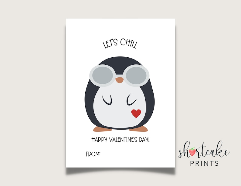 Penguin Valentines for Kids, Classroom Valentines, Cute Penguins ...