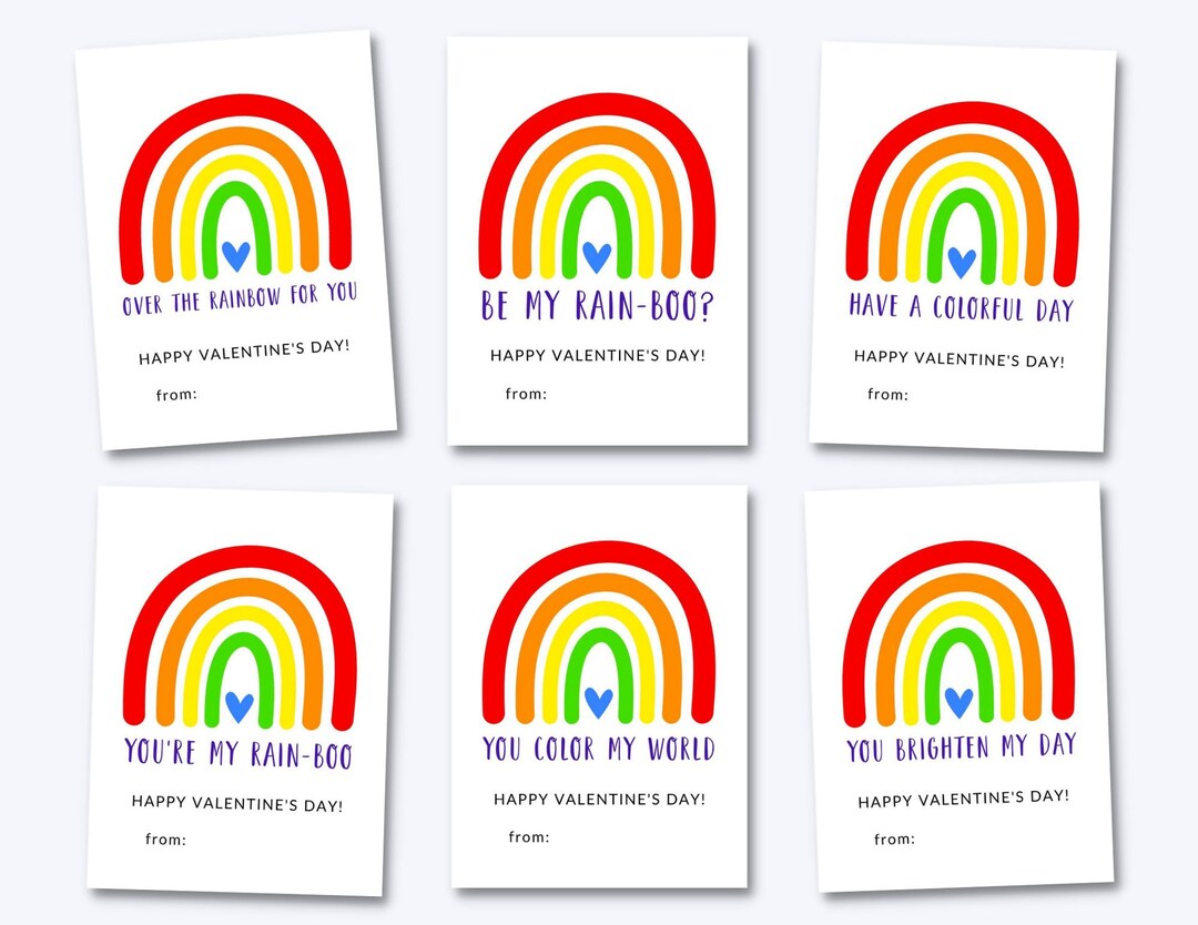 Rainbow Valentines Cards for Kids - Etsy