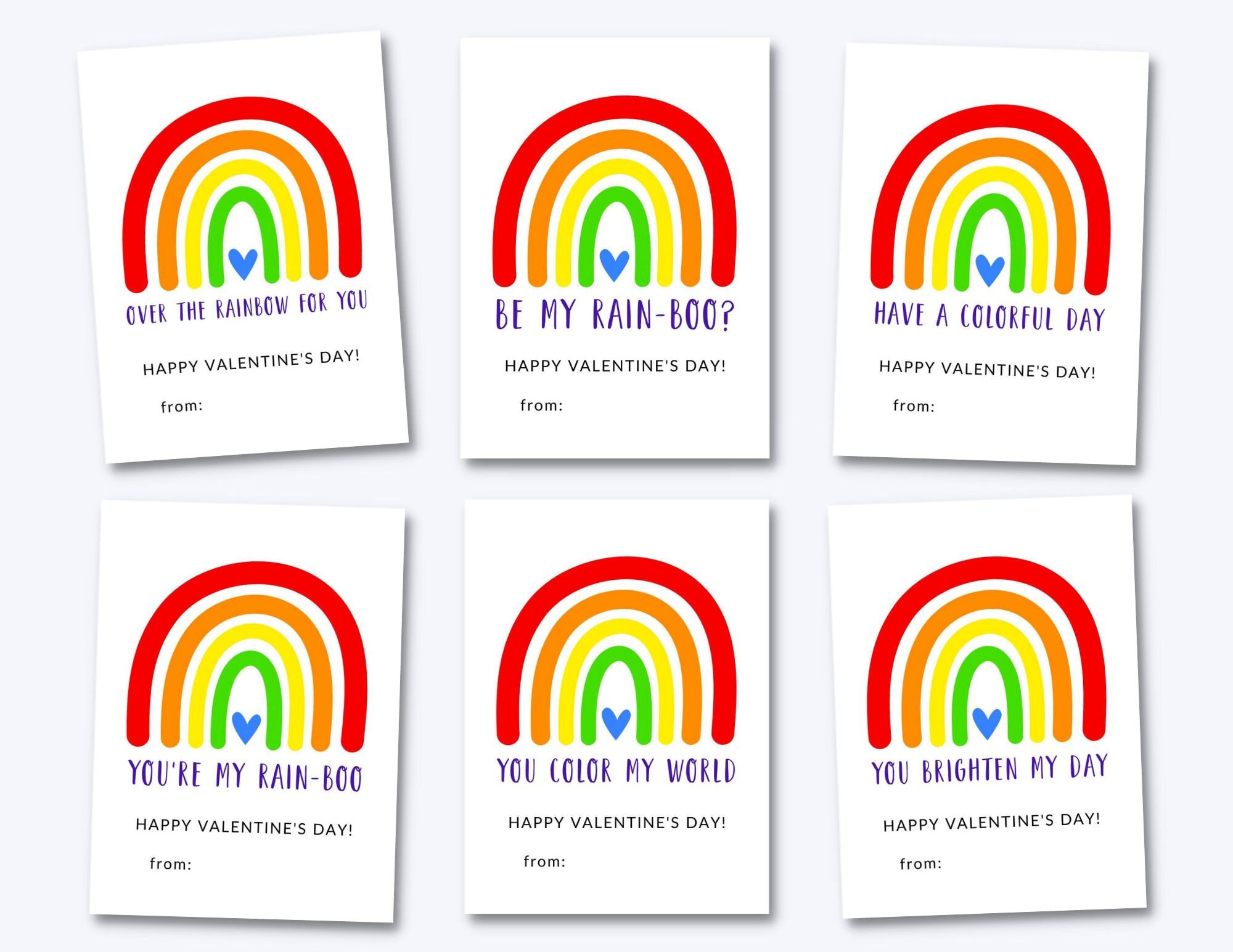 Rainbow Valentines Cards for Kids - Etsy