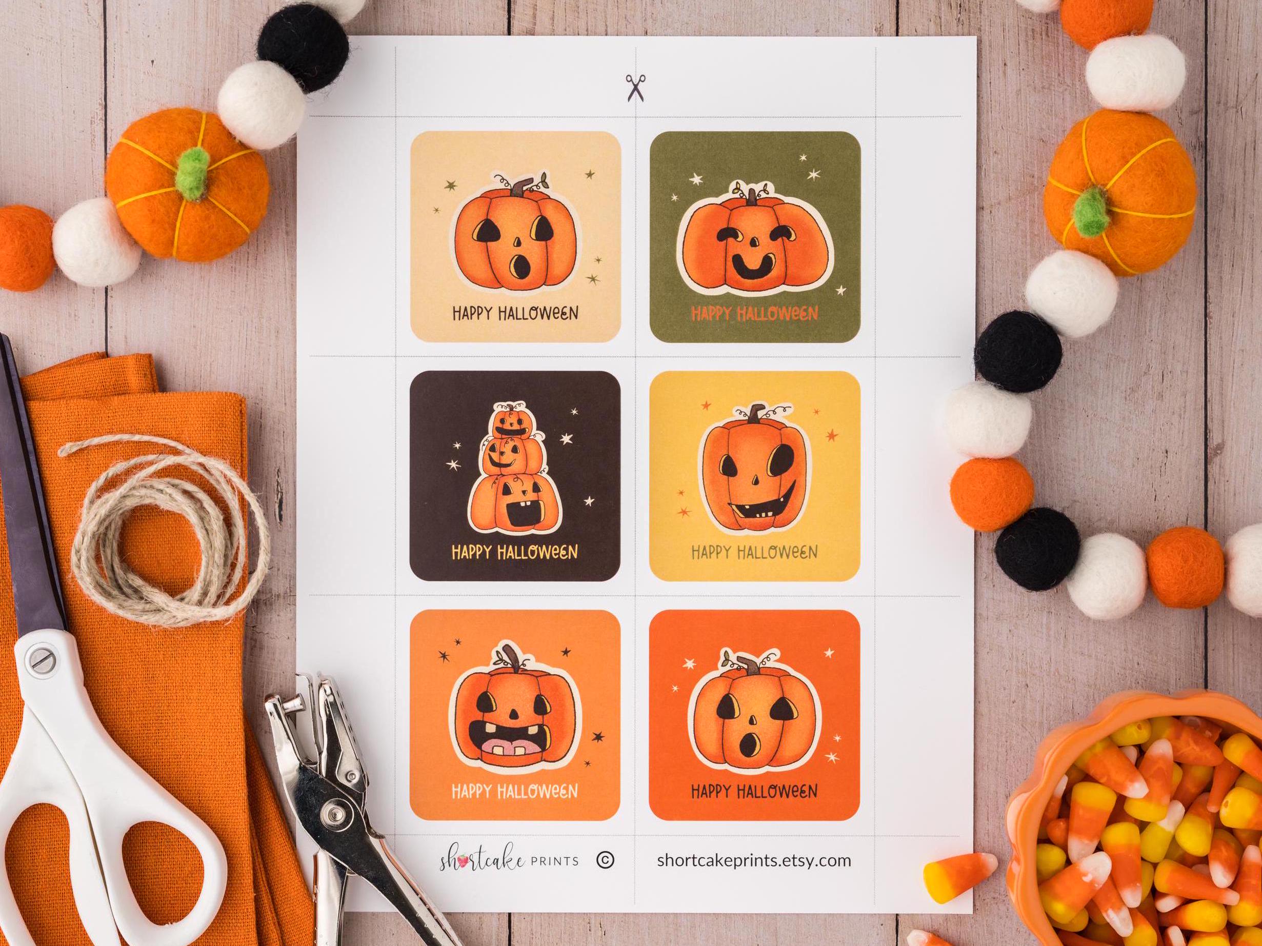 Printable Set of Halloween Treat Tags, Class Party Favor, Jack-o ...
