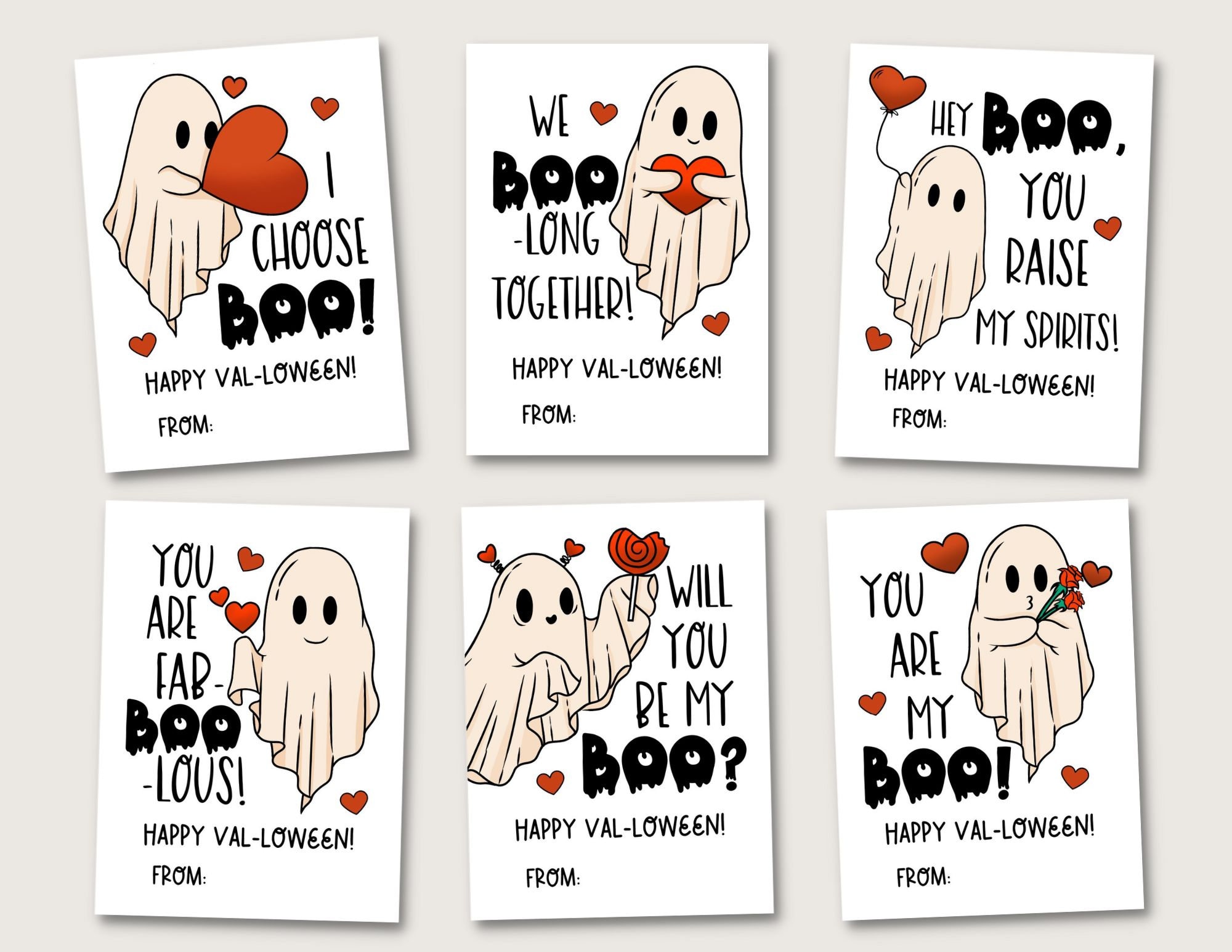 Creepy Cute Retro Ghost Valloween Cards for Kids Digital - Etsy