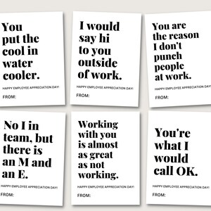 Funny Employee Appreciation Day Gift Tags, Set of 18 Printable Cards ...