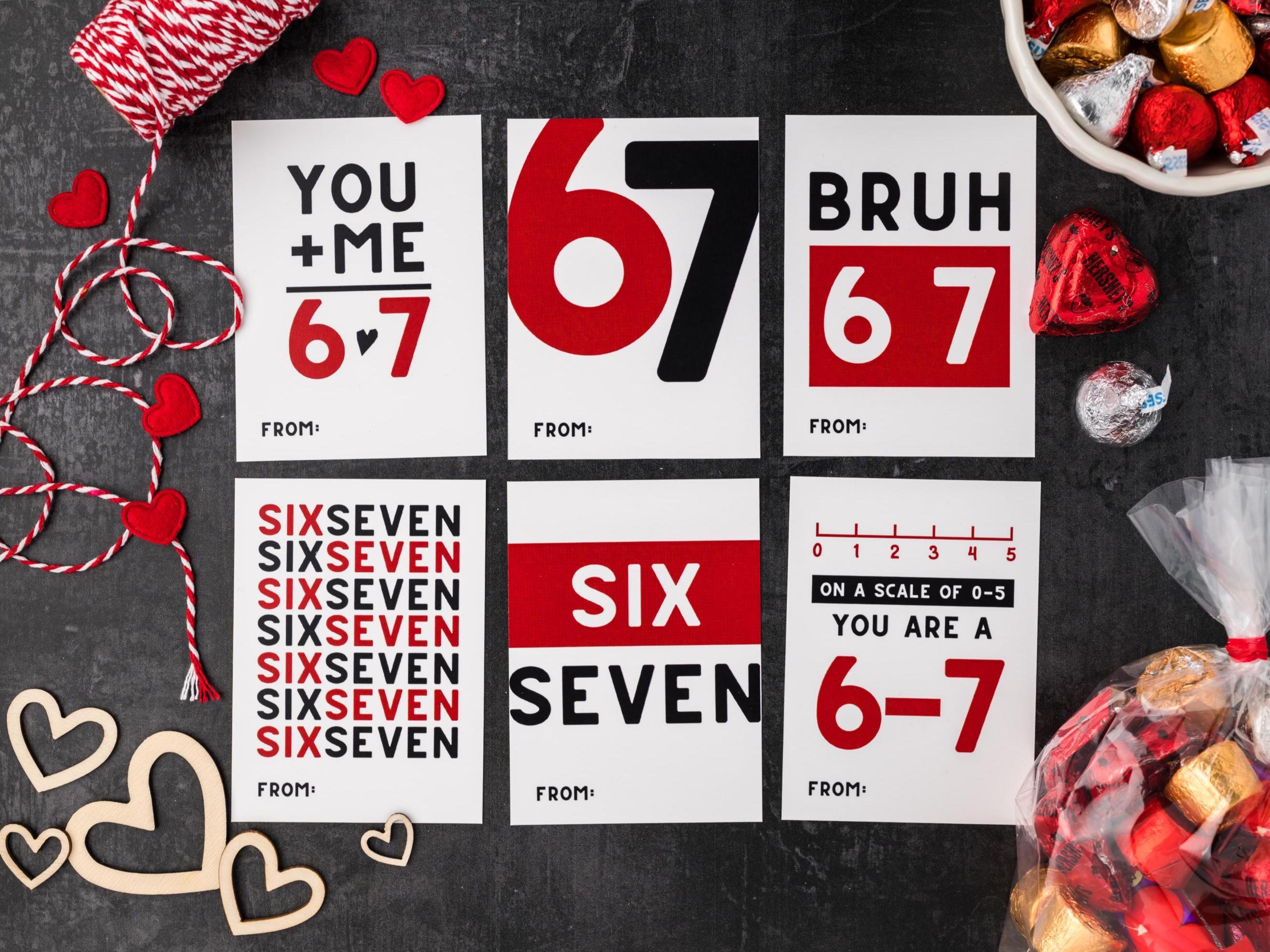 6 7 Meme Valentines, Trending Tween & Middle School Cards, Viral Bruh ...