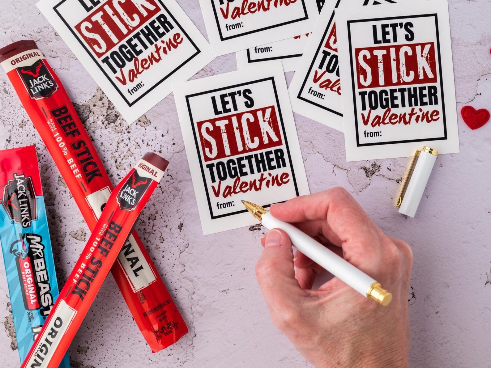 Let’s Stick Together Valentine With Meat Stick Holder, Snack Stick ...