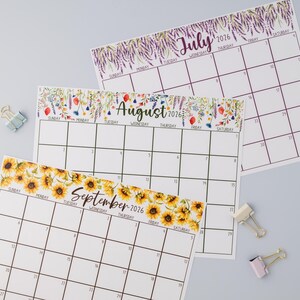 Printable 2026 Calendar, Watercolor Floral Monthly Planner, Cute ...