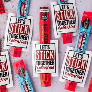 Let’s Stick Together Valentine With Meat Stick Holder, Snack Stick ...