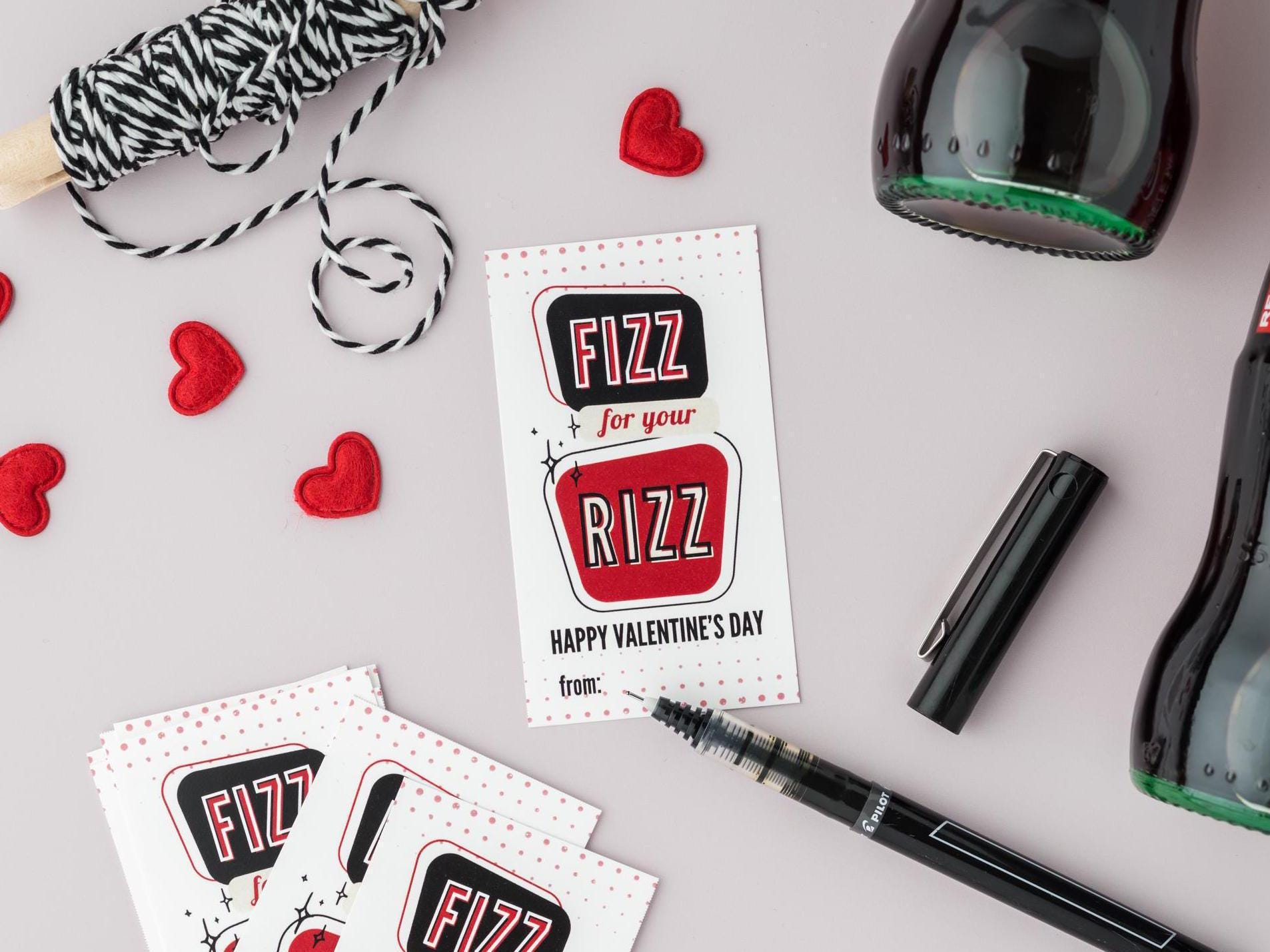 Fizz for Your Rizz Valentine Tag, Printable Soda Gift Tag, Retro Treat ...