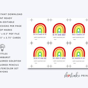 Rainbow Valentines Cards for Kids - Etsy