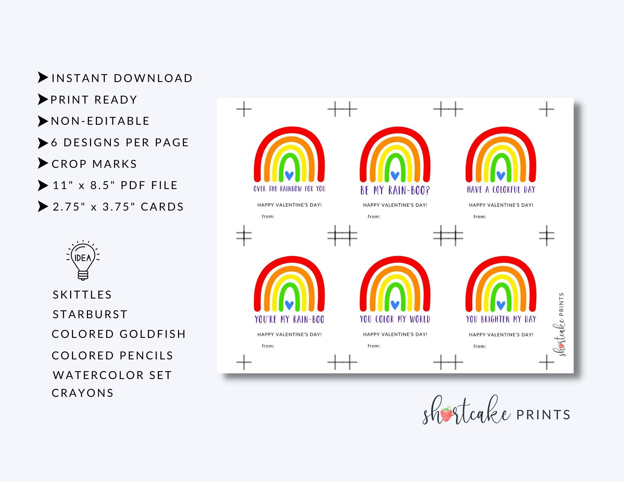 Rainbow Valentines Cards for Kids - Etsy