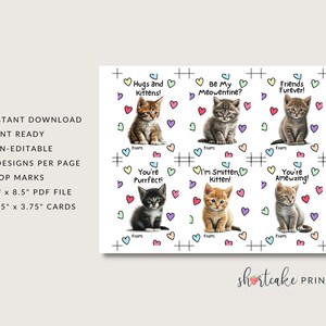 Kitten Valentine Cards, Cat Valentine, Kids Valentines for School ...