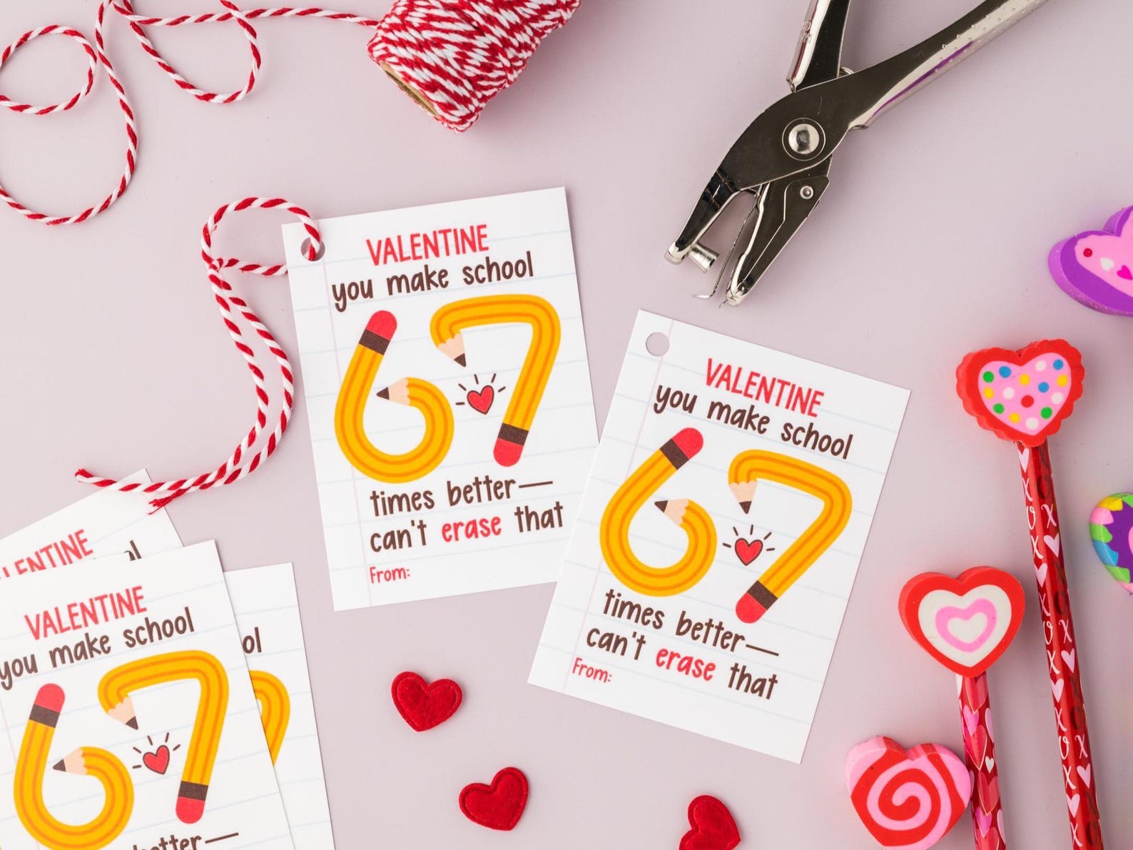 Pencil Valentine Printable, 6 7 Slang Classroom Valentine Exchange ...