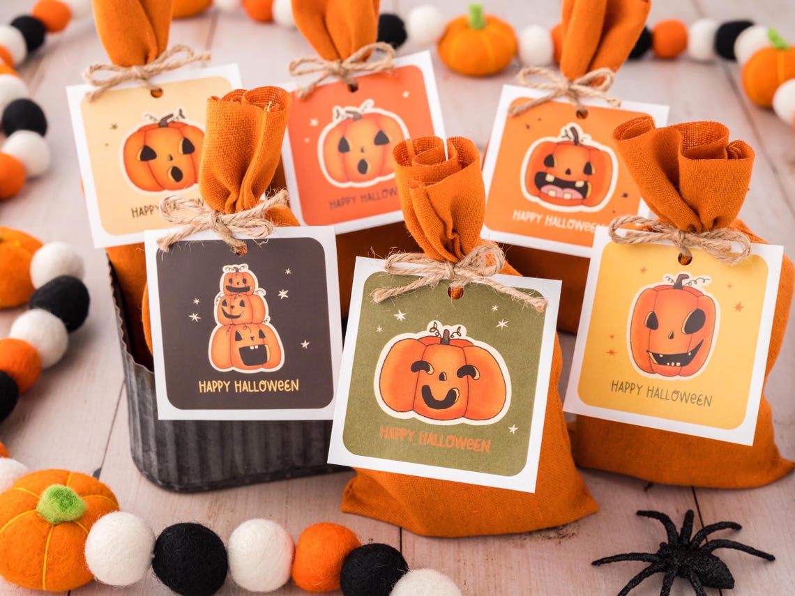 Printable Set of Halloween Treat Tags, Class Party Favor, Jack-o ...