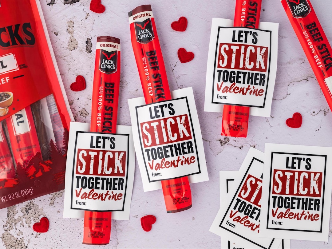 Let’s Stick Together Valentine With Meat Stick Holder, Snack Stick ...