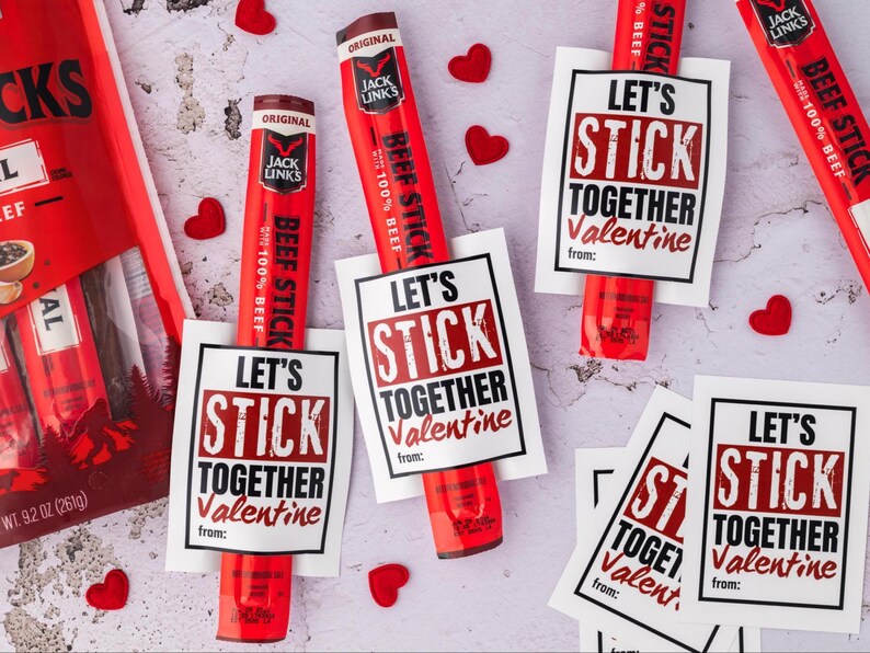Let’s Stick Together Valentine With Meat Stick Holder, Snack Stick ...