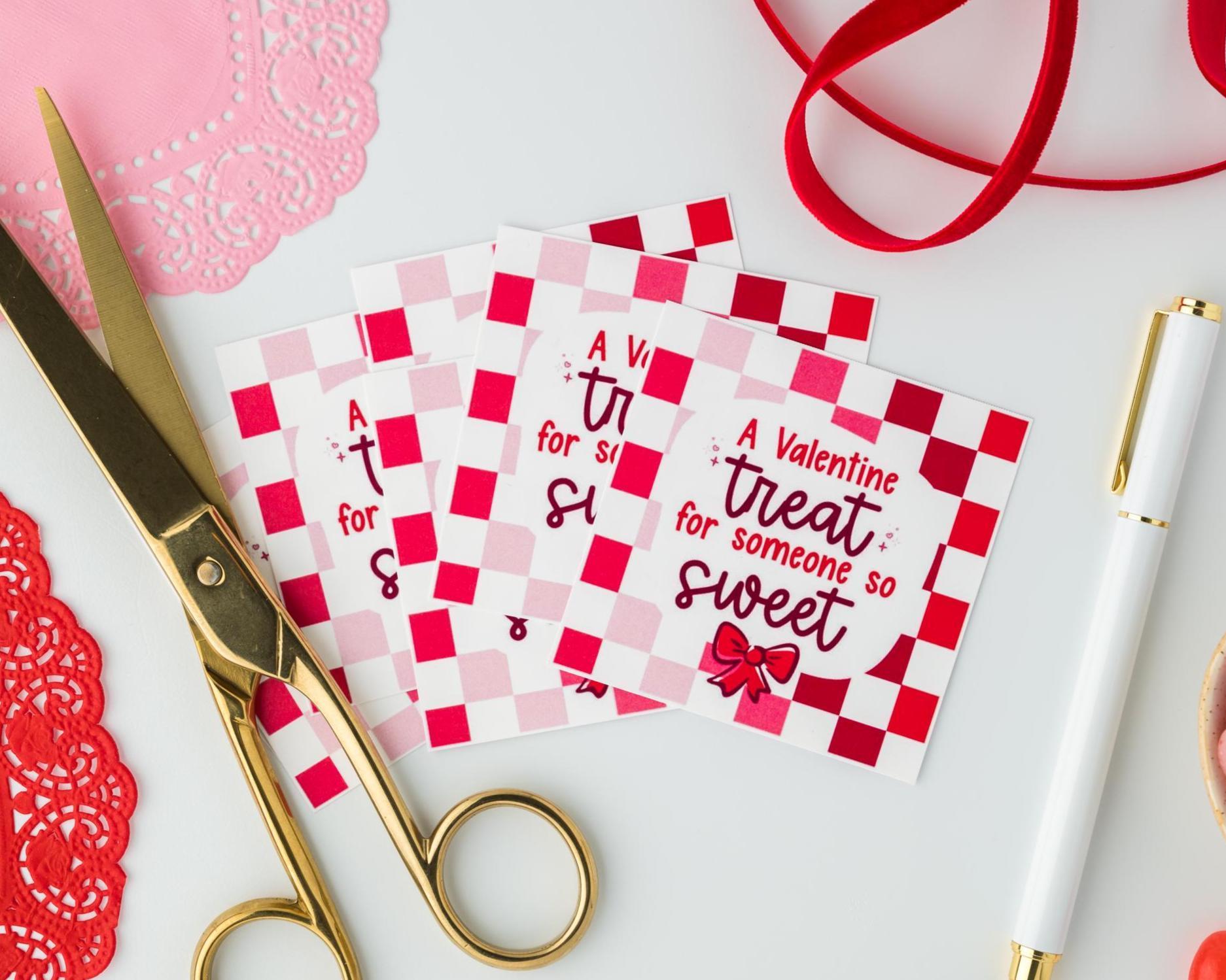 Valentine Treat Tags Printable, Girly Coquette Bow Valentine Gift Tags ...