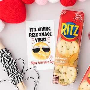 Rizz Valentines, Round Buttery Cracker Treat Tag, Kids Classroom ...
