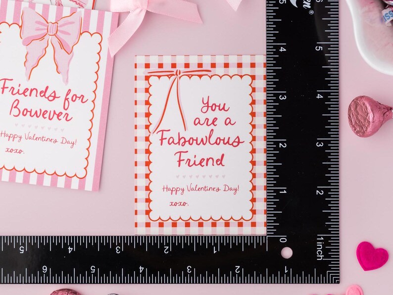 Pink Bow Valentines, Printable Classroom Valentines for Girls, Cute ...