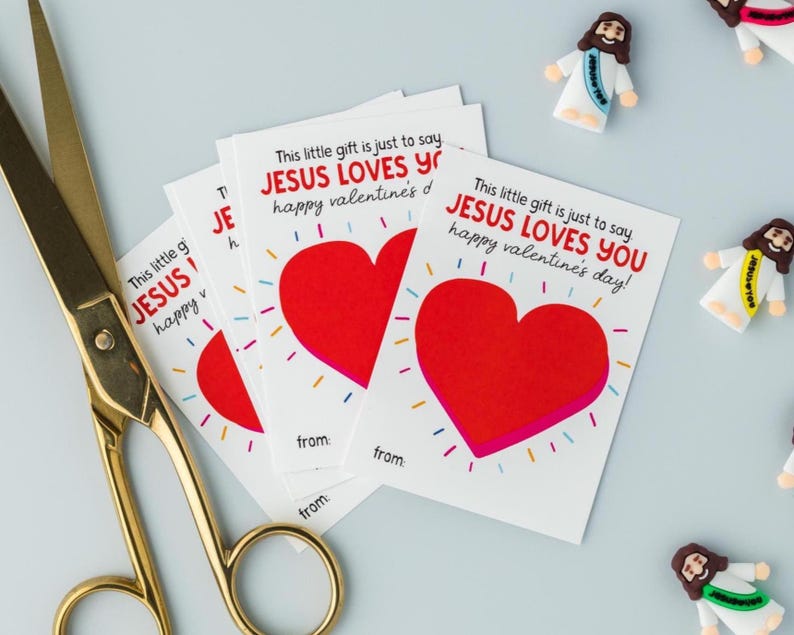 Mini Jesus Valentine Holder Card Printable, Jesus Loves You Valentine ...