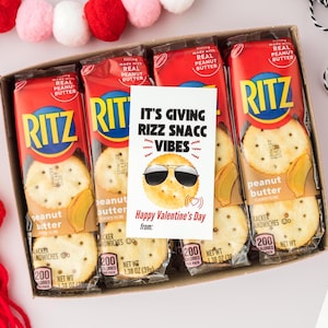 Rizz Valentines, Round Buttery Cracker Treat Tag, Kids Classroom ...