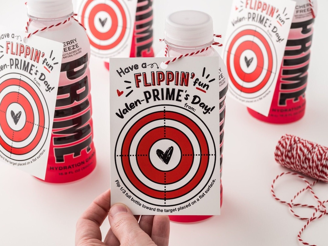 Bottle Flipping Target Tag, Hydration Drink Valentine Printable, Kids ...