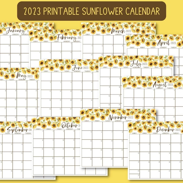 2023 Sunflower Calendars - Etsy
