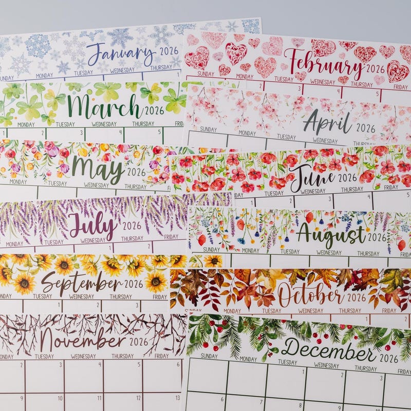 Watercolor Calendar - Etsy