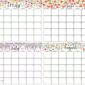 Printable 2023 Calendar, Watercolor Monthly Calendar, Pretty Seasonal ...