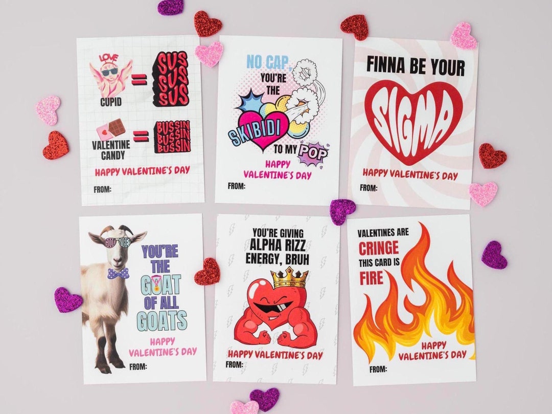 Funny Slang Valentine's Day Cards for Kids, Printable Classroom ...