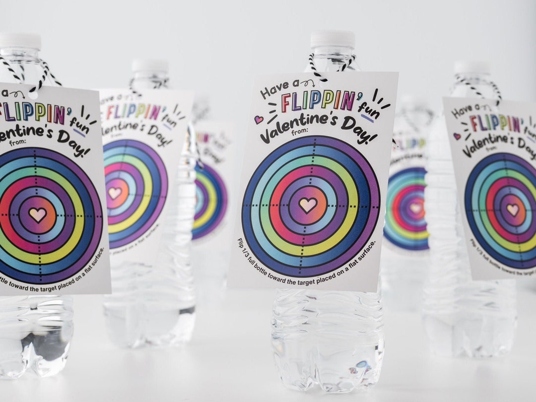 Water Bottle Flipping Valentine Printable, Kids Valentines, Classroom ...