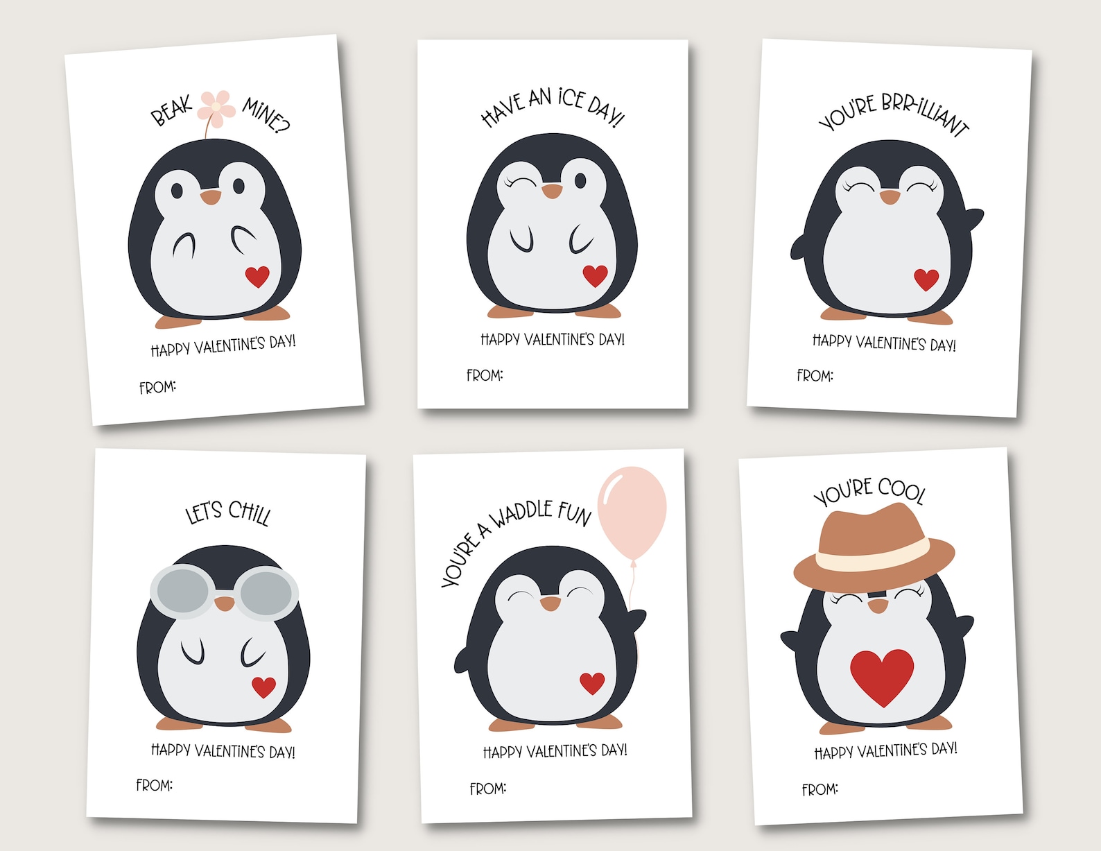 Penguin Valentines for Kids Classroom Valentines Cute - Etsy