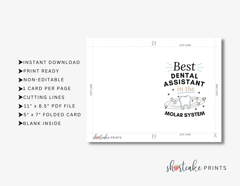 Dental Assistant Card Best Dental Assistant in the Molar - Etsy