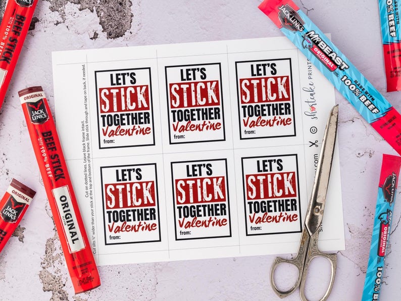 Let’s Stick Together Valentine With Meat Stick Holder, Snack Stick ...