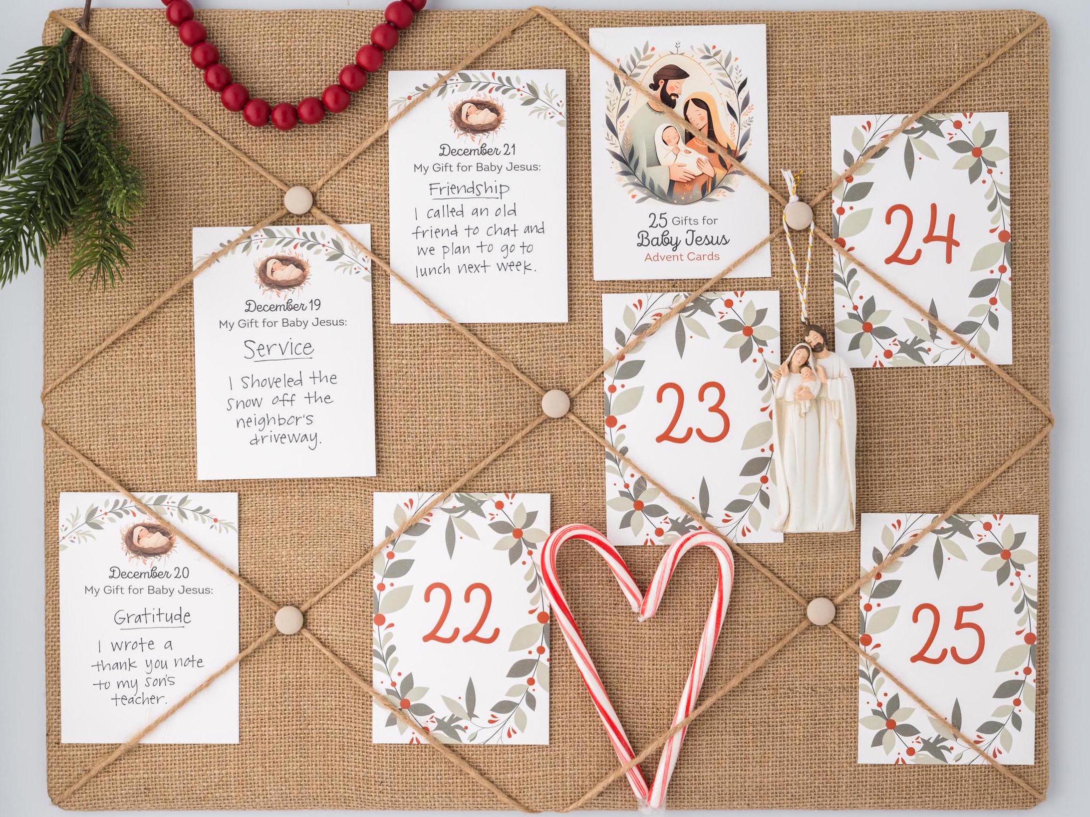 25 Gifts for Baby Jesus Advent Cards, Printable Christmas Advent ...
