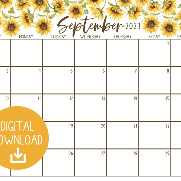 Printable September 2023 Calendar - Etsy