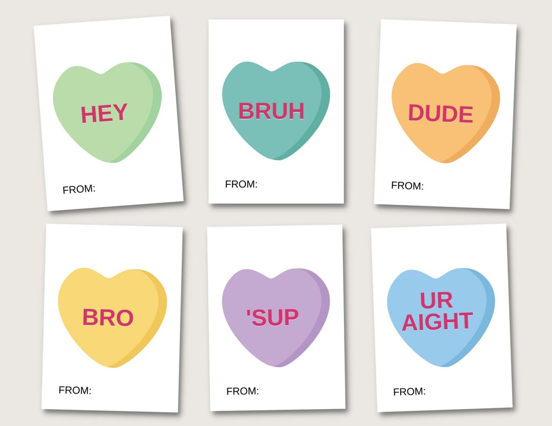 Bruh Valentines Cards for Tweens and Teens, Kids Funny Valentine Cards ...