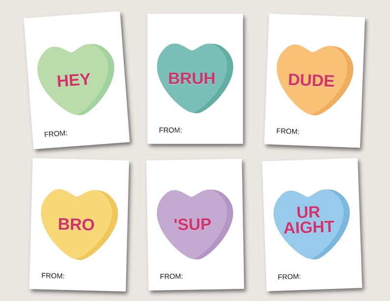 Bruh Valentines Cards for Tweens and Teens, Kids Funny Valentine Cards ...