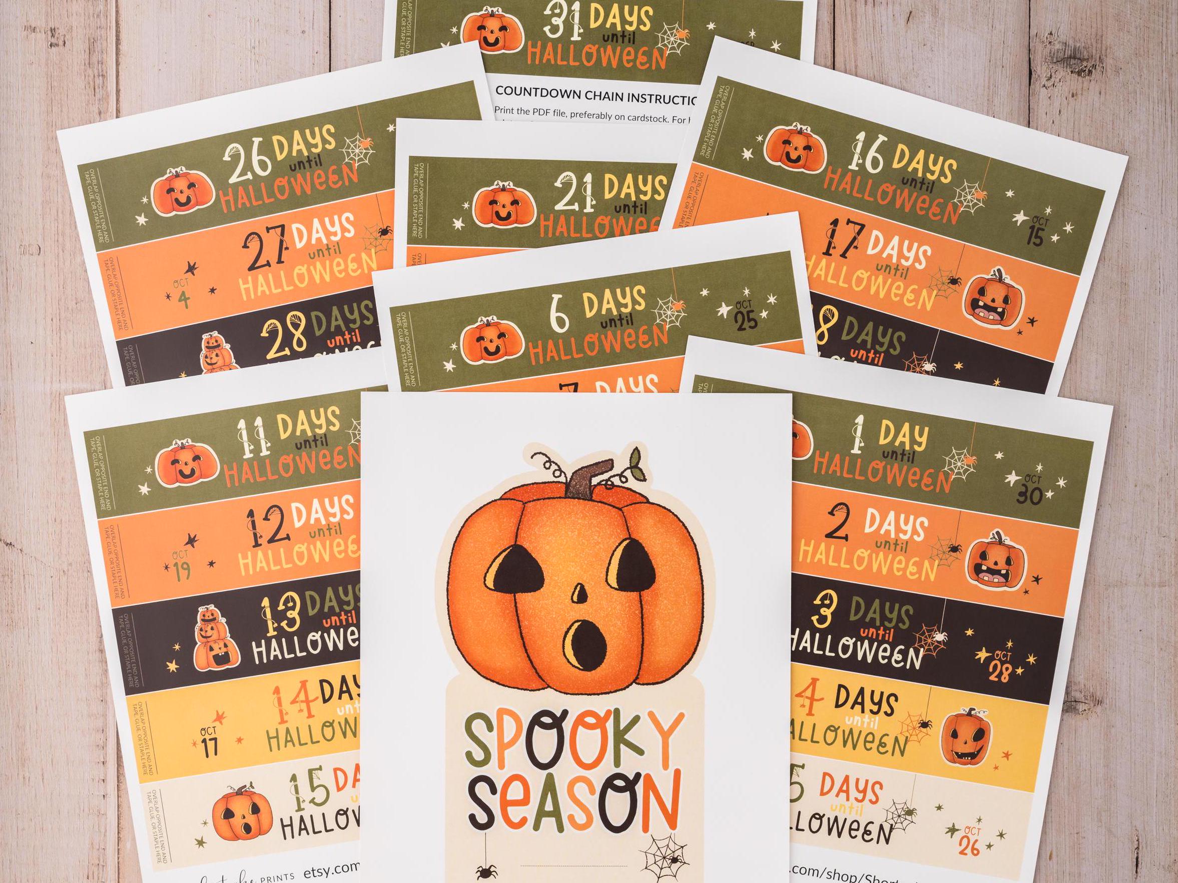 Halloween Countdown Chain, Printable Halloween Calendar for Kids ...